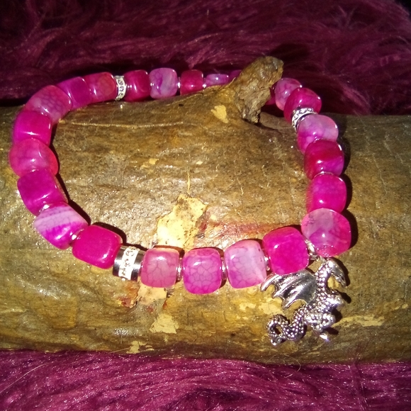 Frizzy K Lizzie | Jewelry | Bb Hot Pink Dragon Vein Bracelet With ...